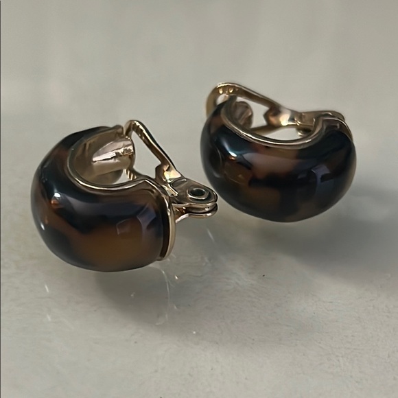 Monet | Jewelry | Monet Half Moon Hoop Lucite Tortoise Shell Clip ...